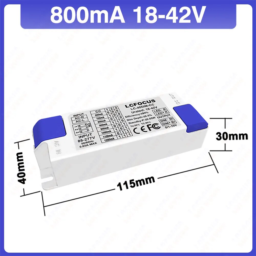 LCFOCUS Трансформатор 800mA 18-42V 40W