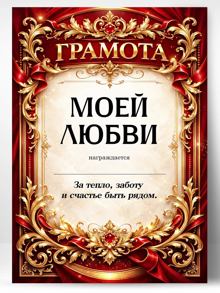 Грамота диплом в подарок - Моей любви