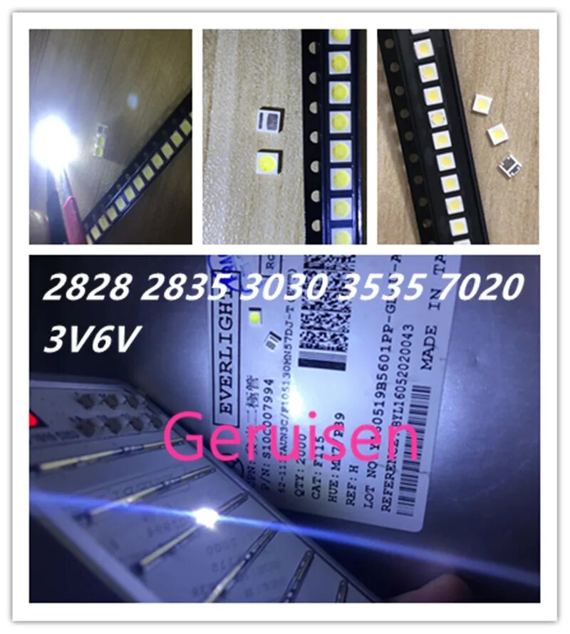Комплект LED ламп для подсветки телевизоров MUXINZILIGHT холодного белого LED 2828 6V 1W 10PCS