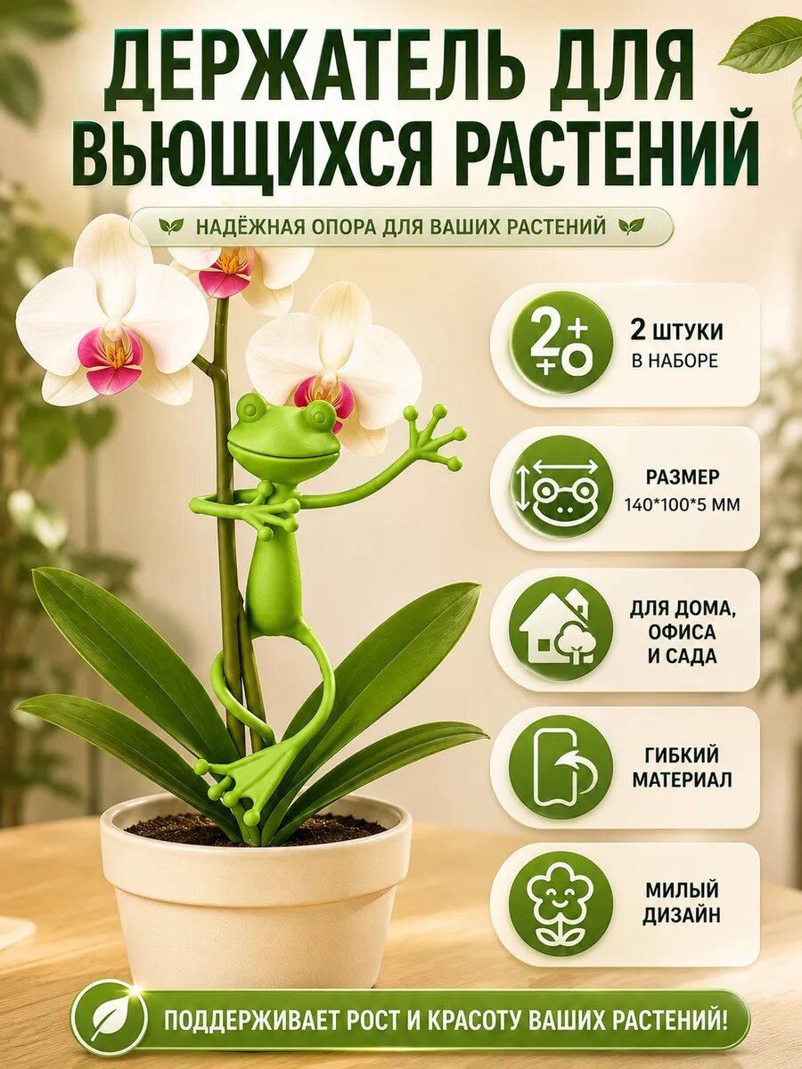 Декоративная опора подвязка для растений, Лягушонок, набор 2 шт.