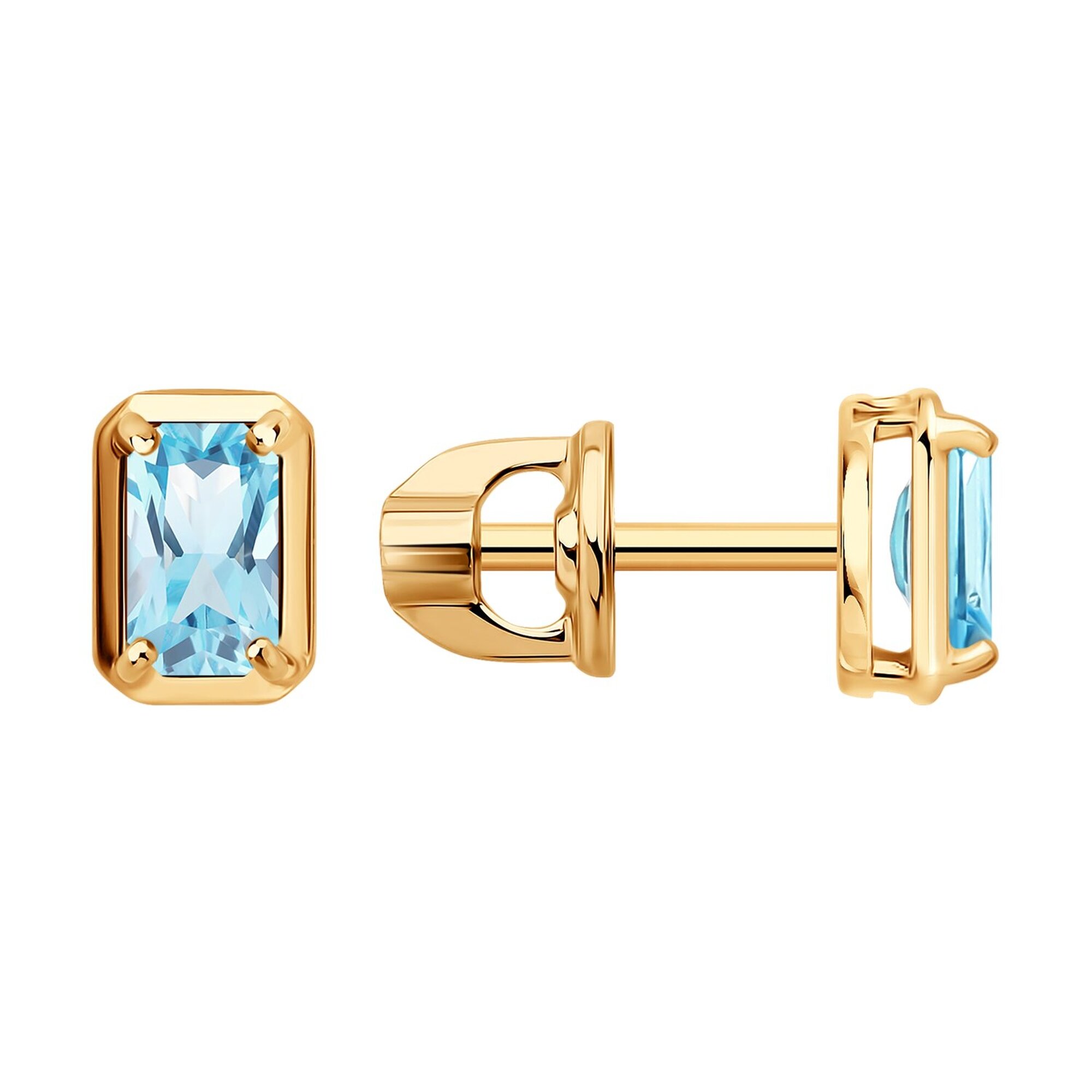 Серьги Diamant online, красное золото, 585 проба, топаз