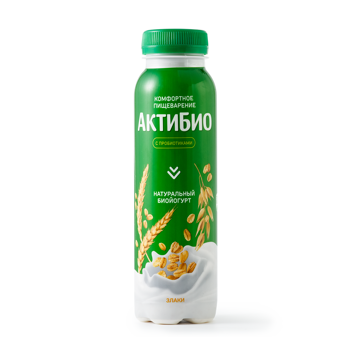 Биойогурт АктиБио Злаки, питьевой, 1,6% жирности, пластиковая бутылка, 260 г