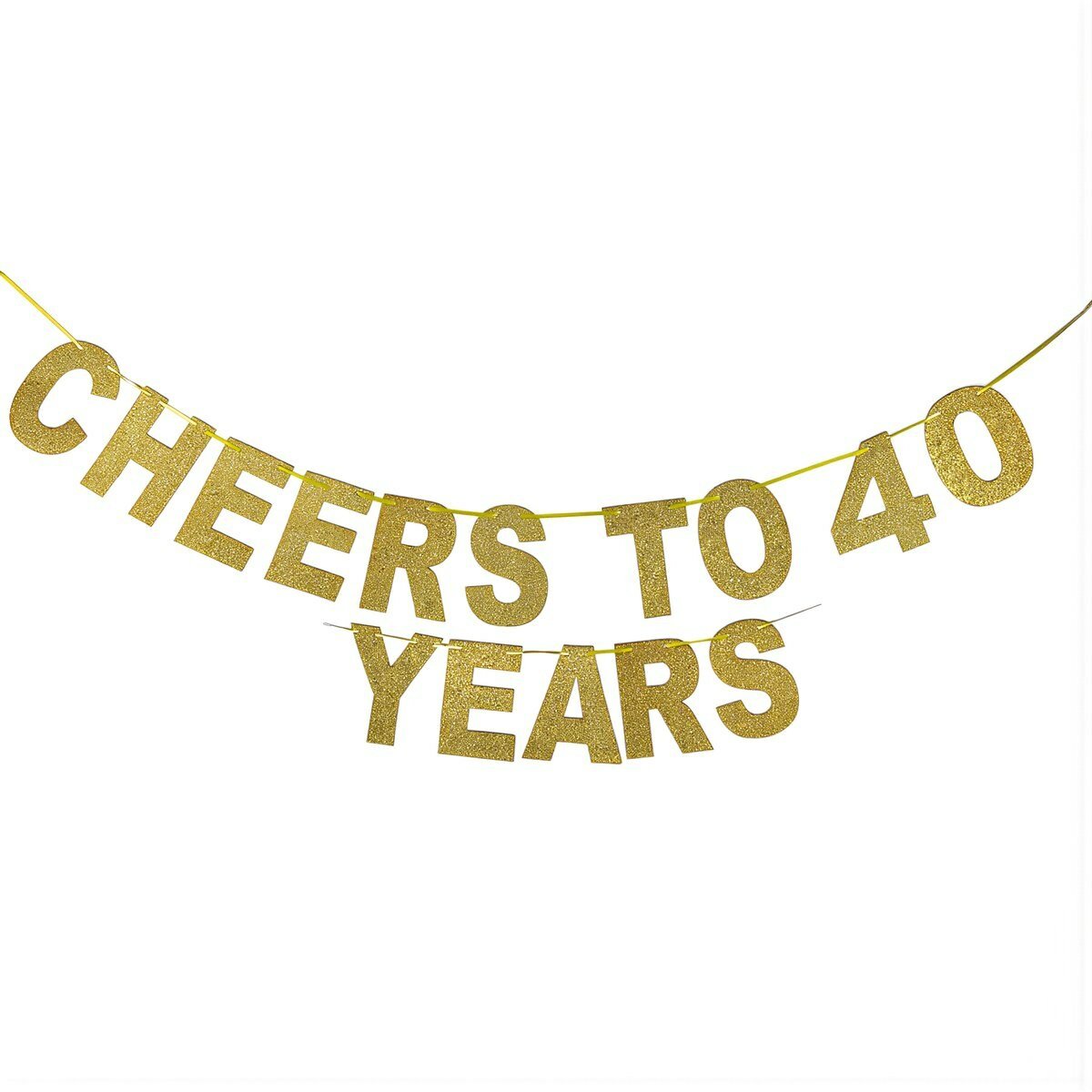 Золотая баннер лента с надписью Cheers to 30 Years для оформления зоны праздника юбилея 30 лет глиттер декор для интерьера, CHEERS TO 40 YEARS