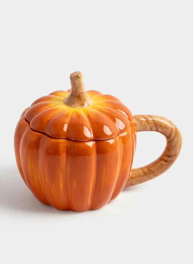 Кружка, 450 мл, с крышкой, керамика D, оранжевая, Тыква, Bright pumpkin