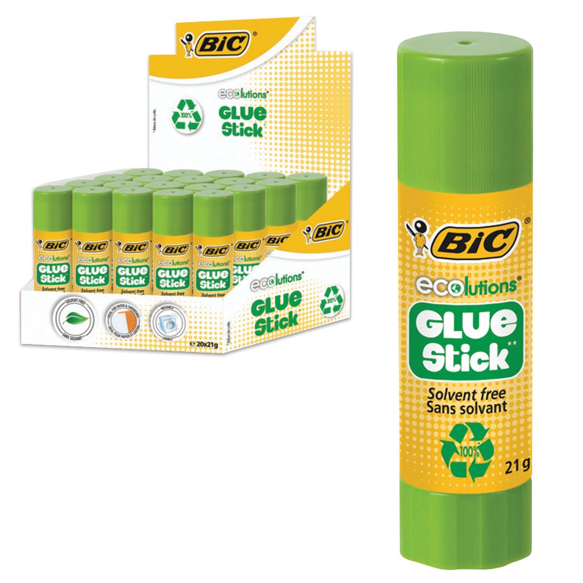 Клей-карандаш BIC ECOlutions, 21г, с яблочным запахом (8923451), 20шт.