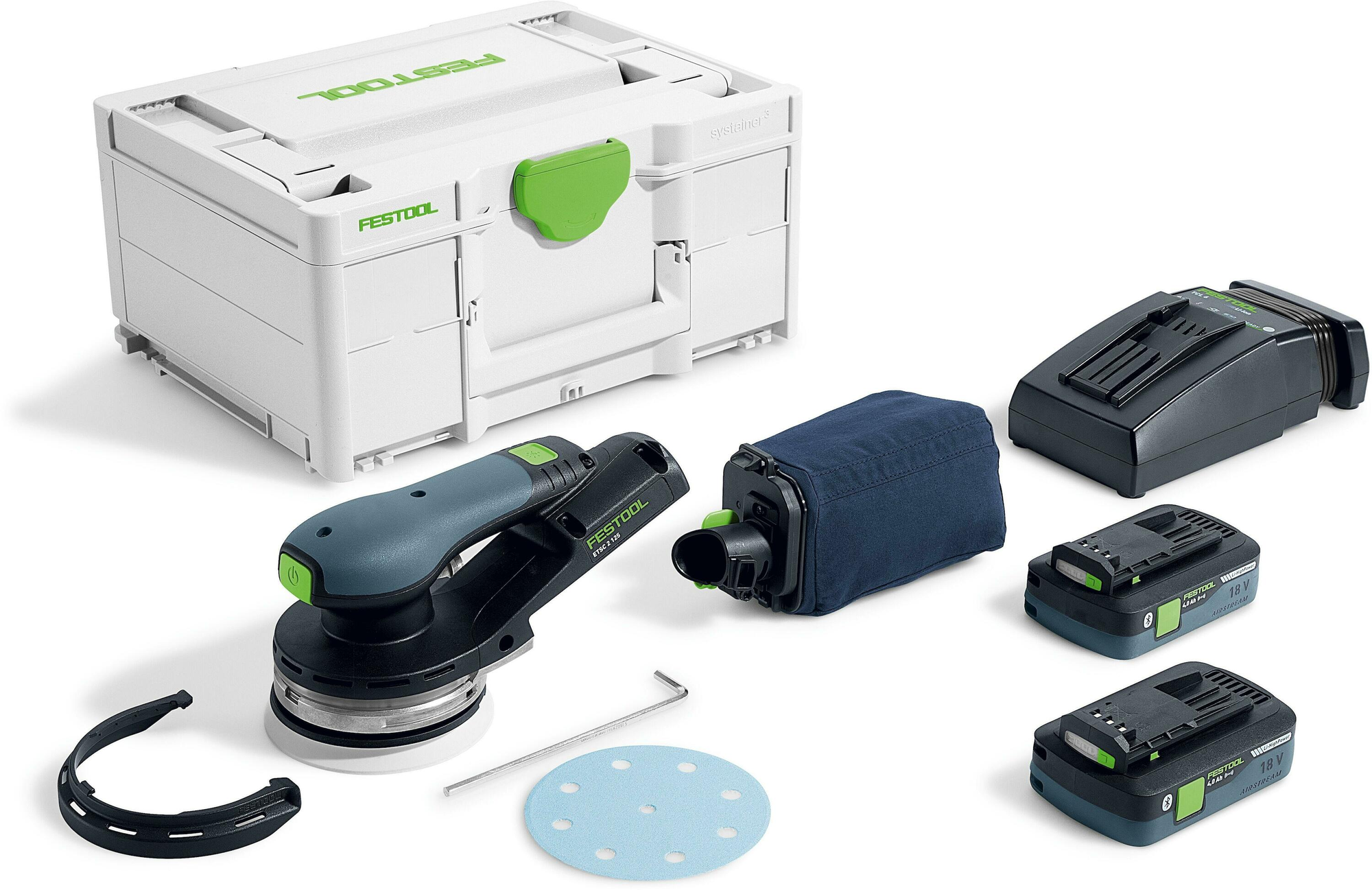 Шлифмашина эксцентриковая аккумуляторная Festool ETSC 2 125 4,0 I-Plus, 18 В, 125 мм