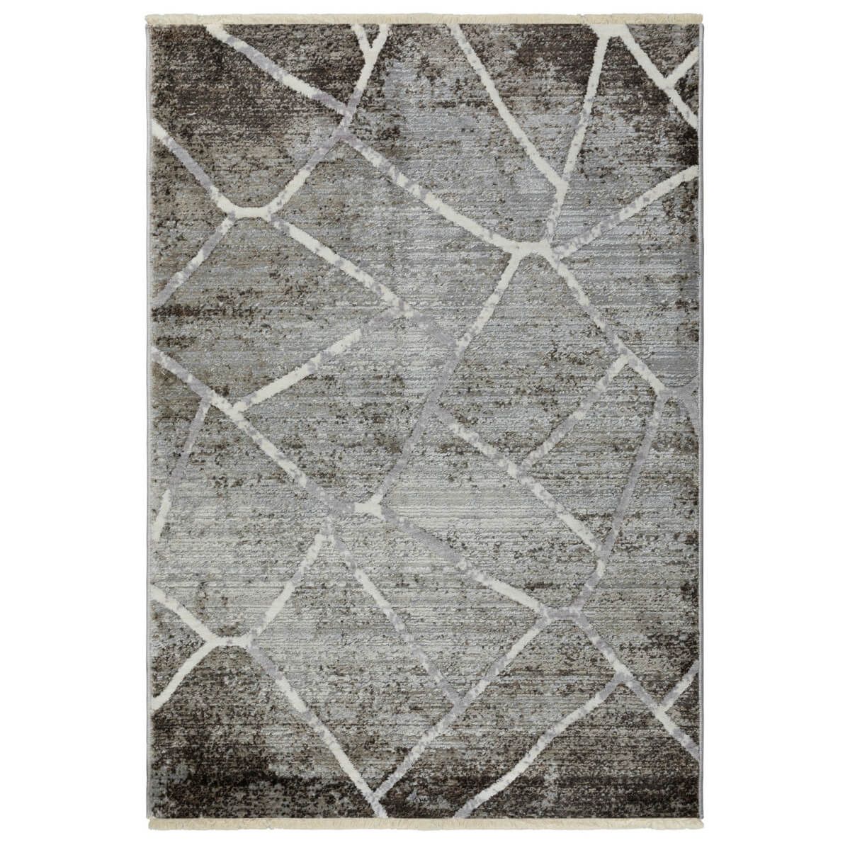 Ковер 1x1.72м Турецкий Ozkaplan Karpet OLBIA дизайн B0607B WHITE-ANTHRACITE