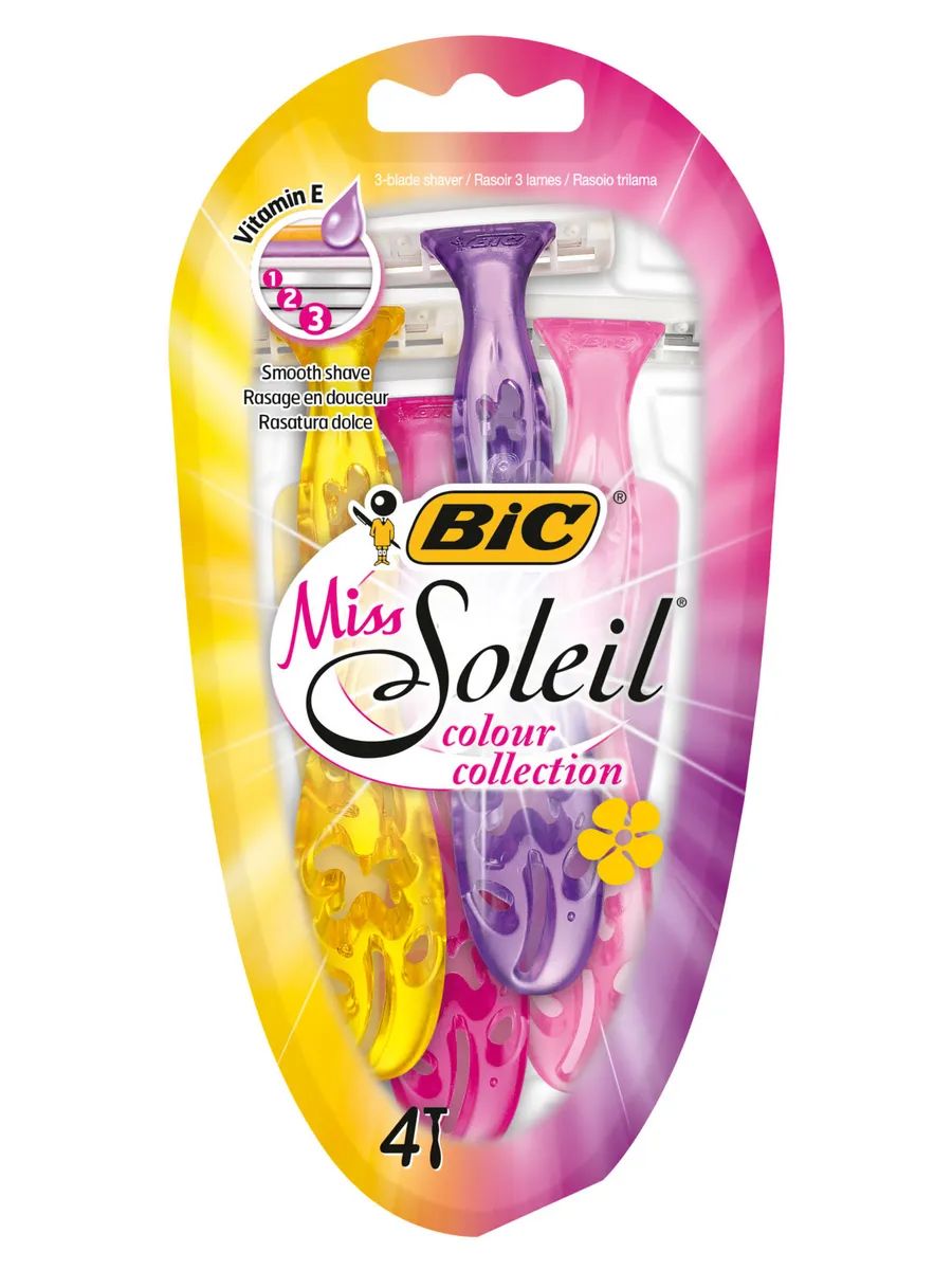 Бритва женская BIC Miss Soleil Colour Collection, 4 шт