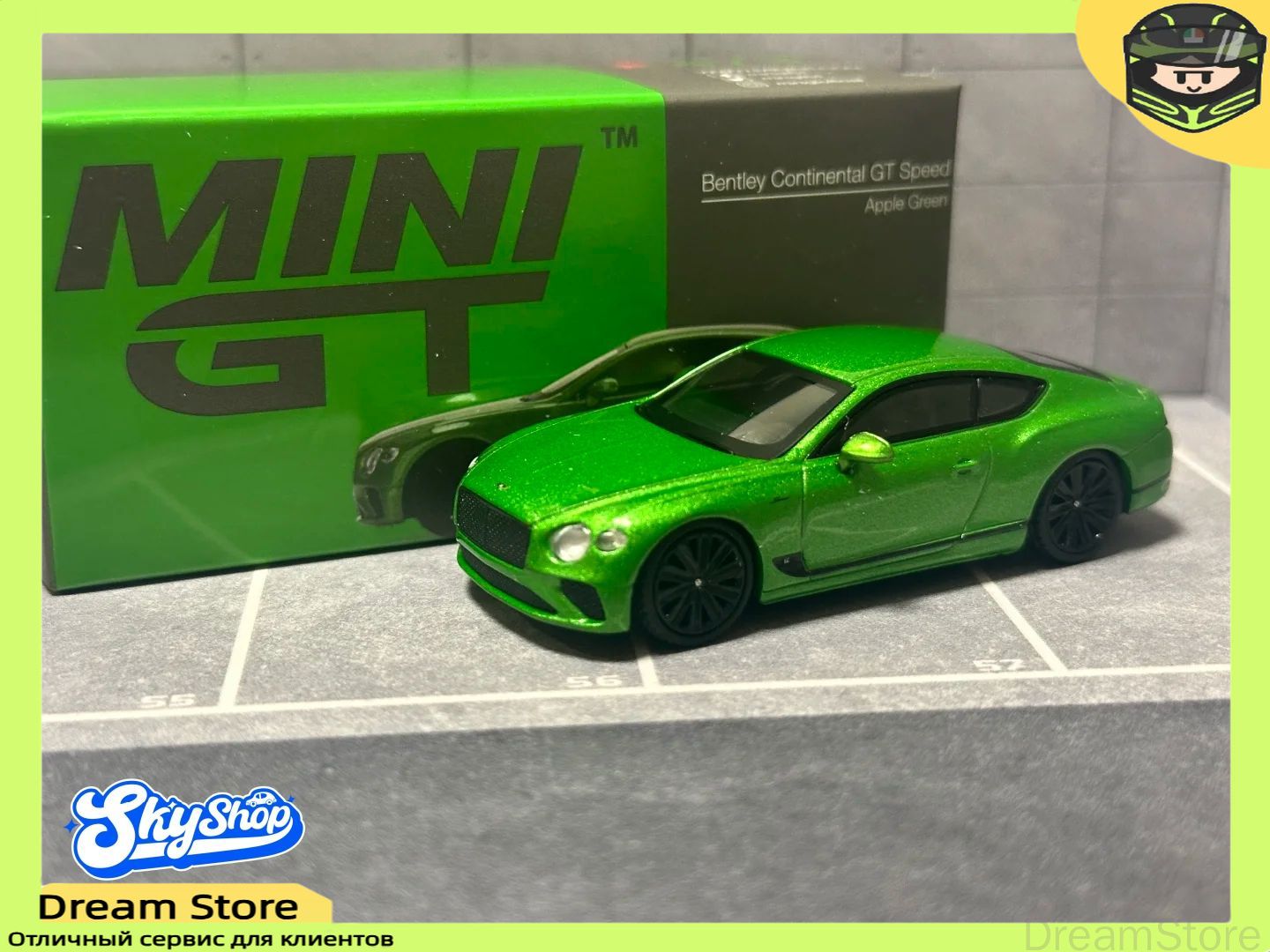 Машинка металлическая модель MINI GT 1:64 #473 Bentley Continental GT Speed 2022 Apple Green