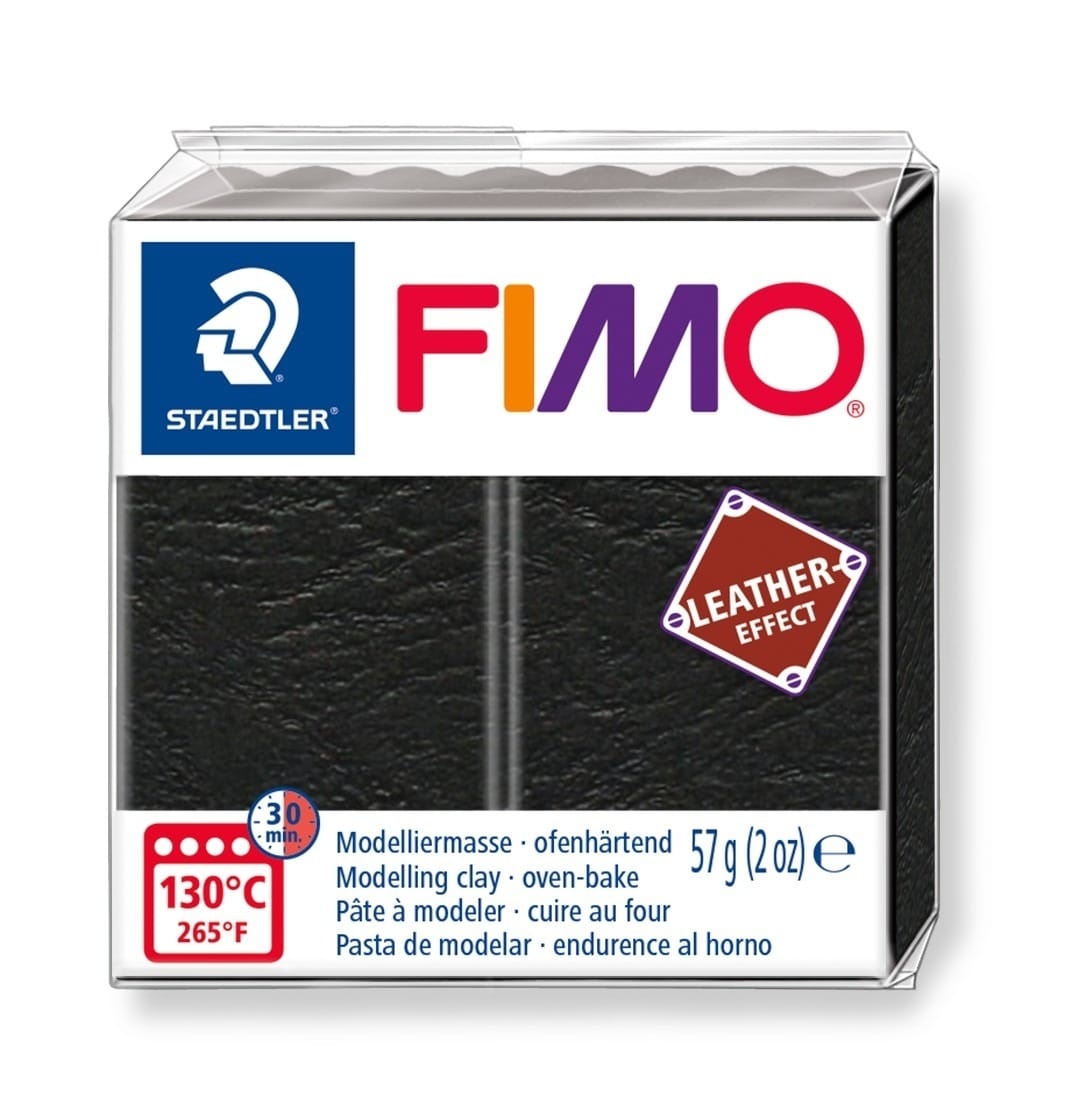 Пластилин Fimo термозатвердевающая пластичная масса эффект кожи, черный, 57 г