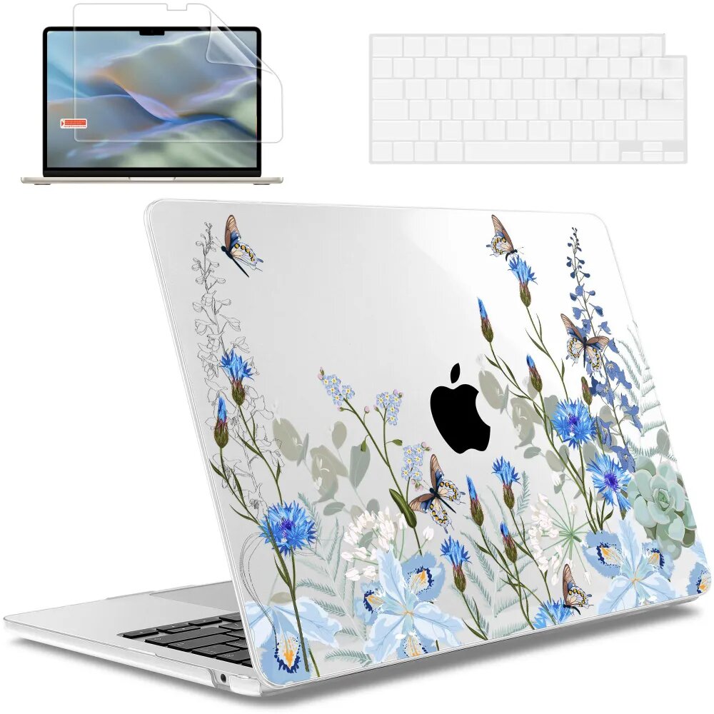 Совместим с 13-дюймовым чехлом MacBook Air (модели A1369 и A1466, более старая версия 2010-2017 годов выпуска), пластиковым жестким чехлом с крышкой клавиатуры и защитной пленкой для экрана,