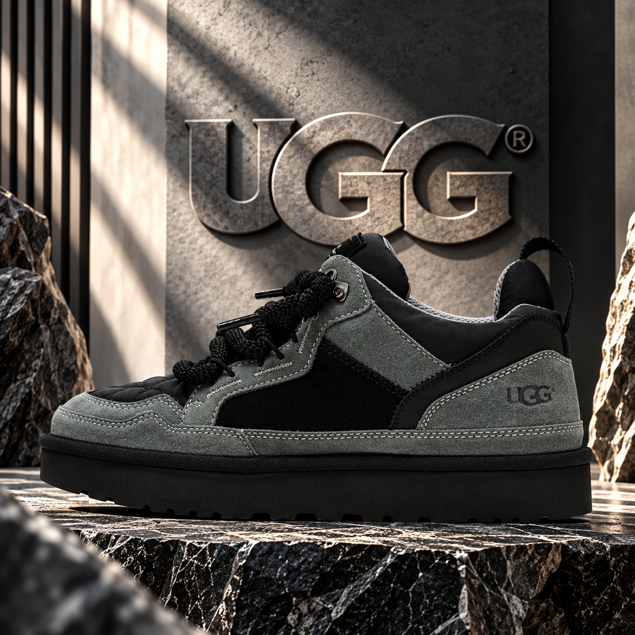 Угги UGG UGG Lowmel Spring "Rainstorm", размер 36 RU, экрю, серый — фото 1