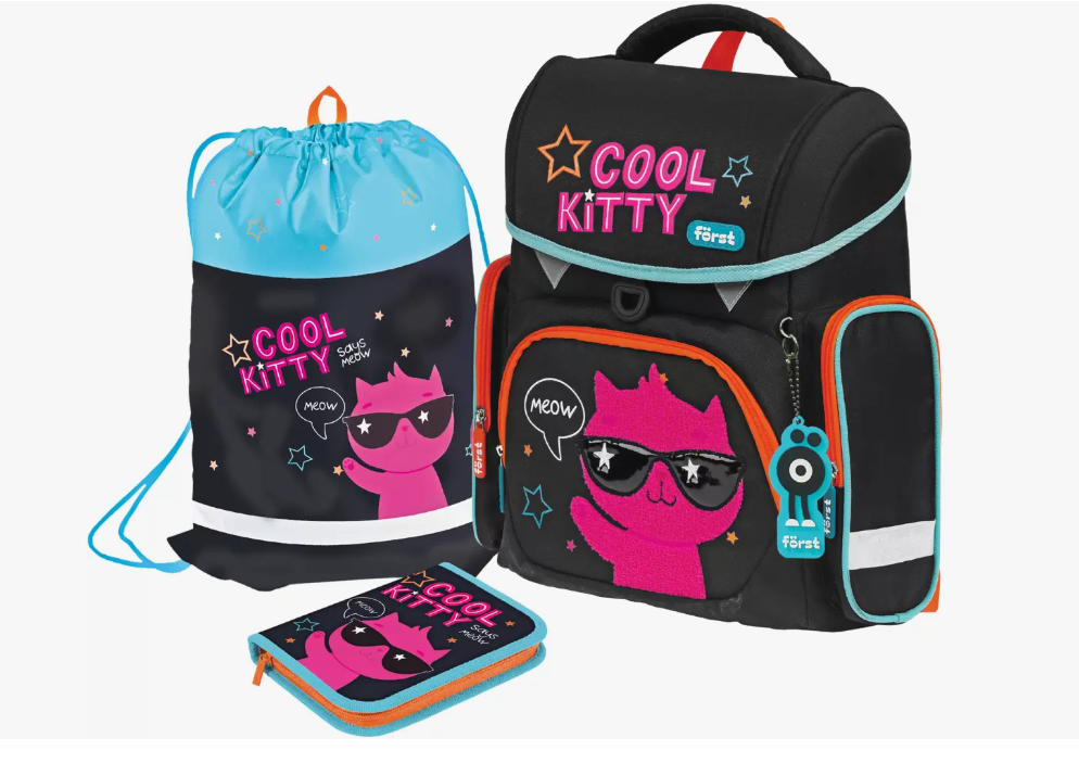 Ранец Forst F-Set Cool kitty 35*29*16см, 1 отделение, 3 кармана, анатомическая спинка, пенал, мешо