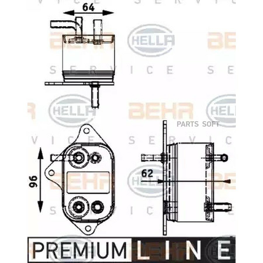 Топливный радиатор от официального дистрибьютора, BEHR-HELLA, артикул 8MK376745011