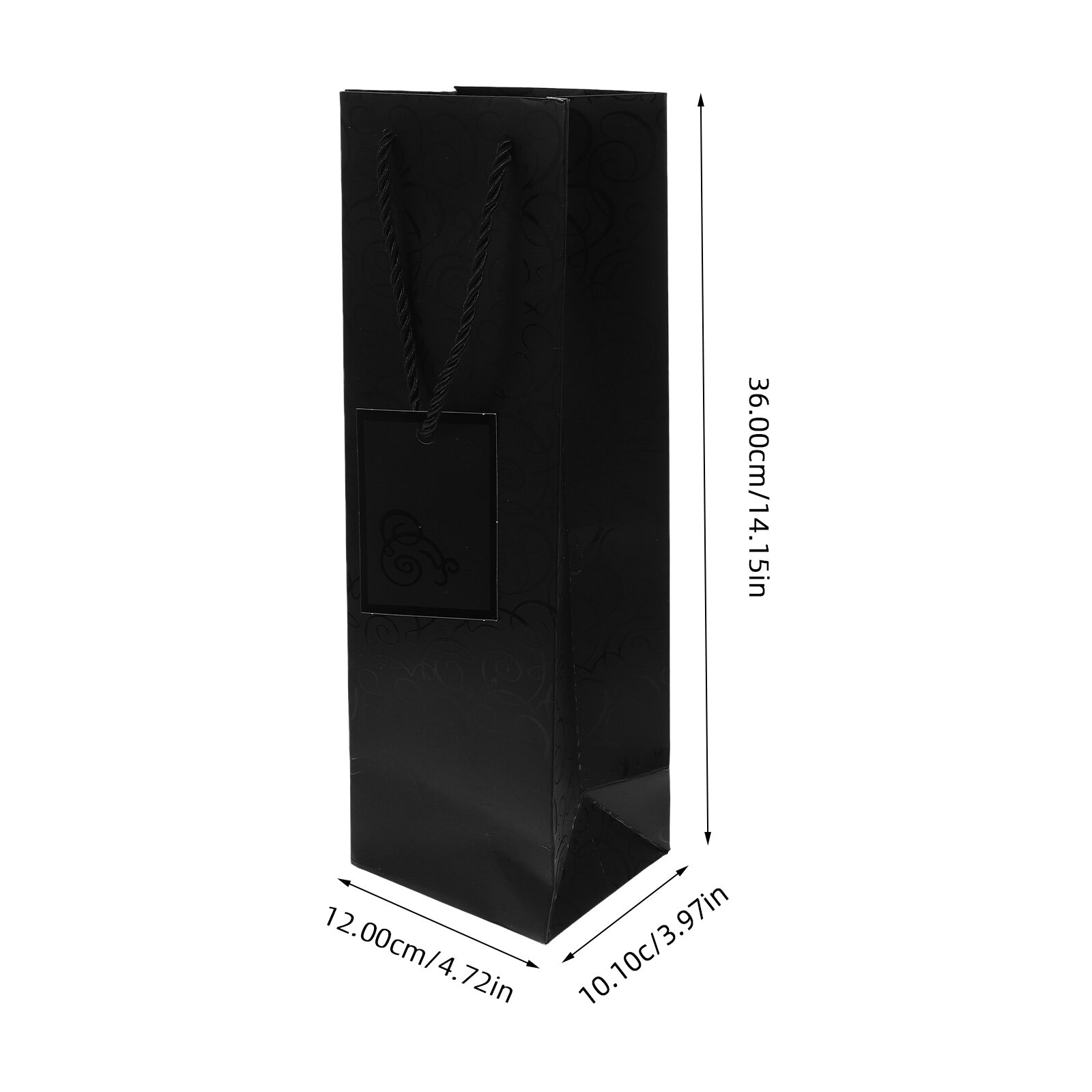 Черные Бумажные Сумки Для Вина 4шт Размер 36.00X12.00X10.10Cm С Узорами И Ручками Для Подарков На Праздники