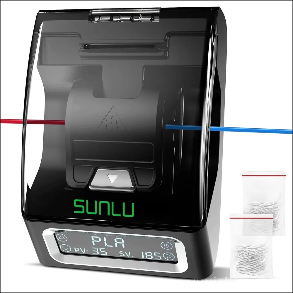 Эксклюзивный коннектор SUNLU 1.75 мм с нагревом до 240 C и LCD дисплеем обеспечивает надежную спайку филамента, гарантируя экономию расходников и совместимость с PLA, ABS, PETG для вашего 3Dпринтера.