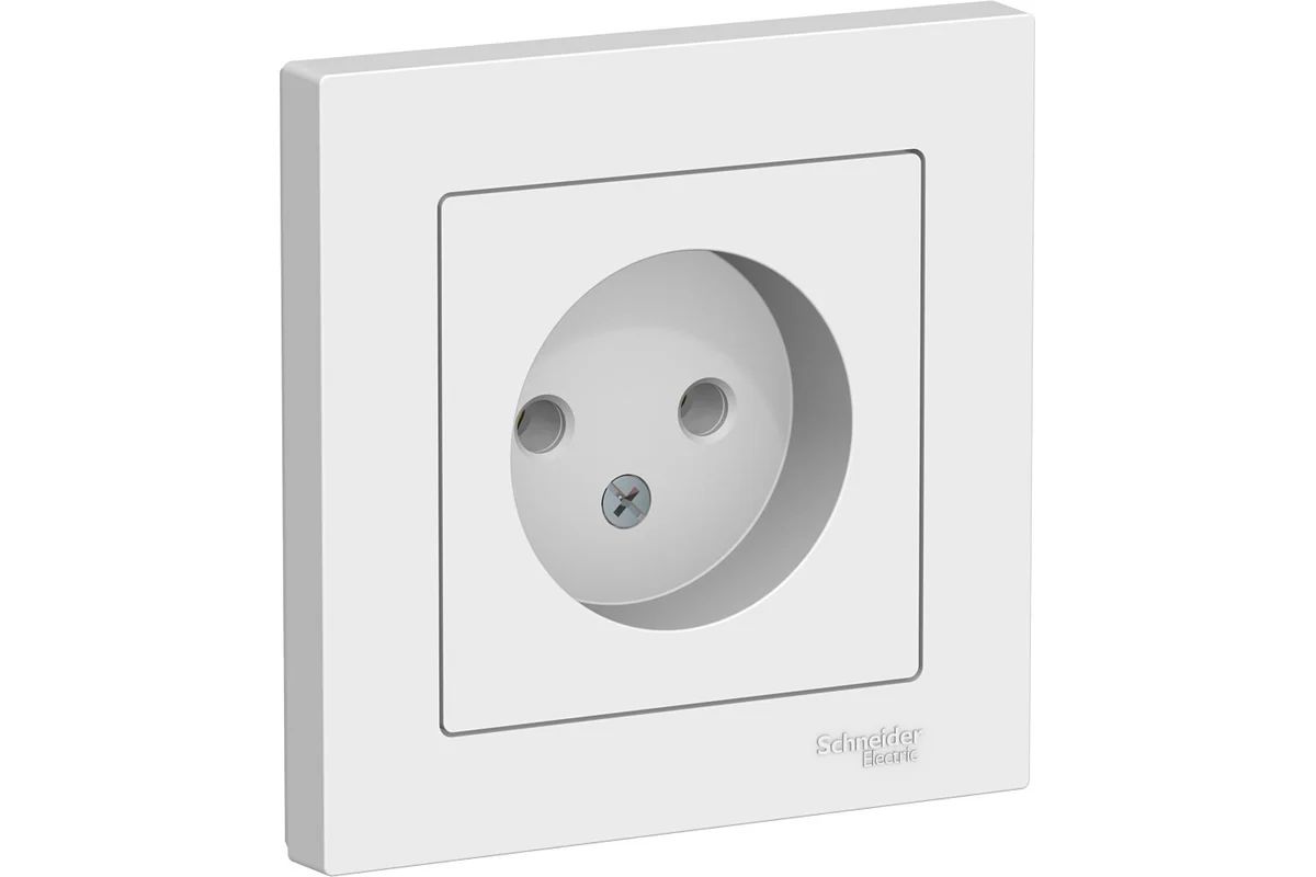 Розетка 1-м СП AtlasDesign 16А IP20 без заземл. в сборе бел. SE ATN000140