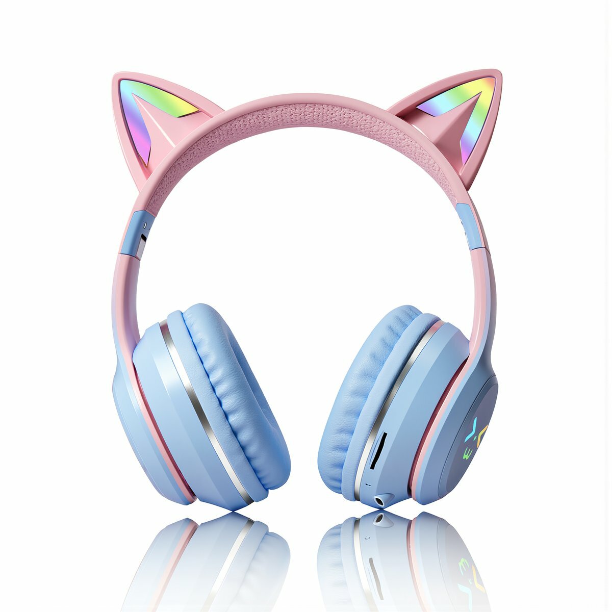 Беспроводные наушники с кошачьими ушами RGB подсветка поддержка Bluetooth 5.1 10 часов работы тип С зарядка высокое качество звука для игр музыки