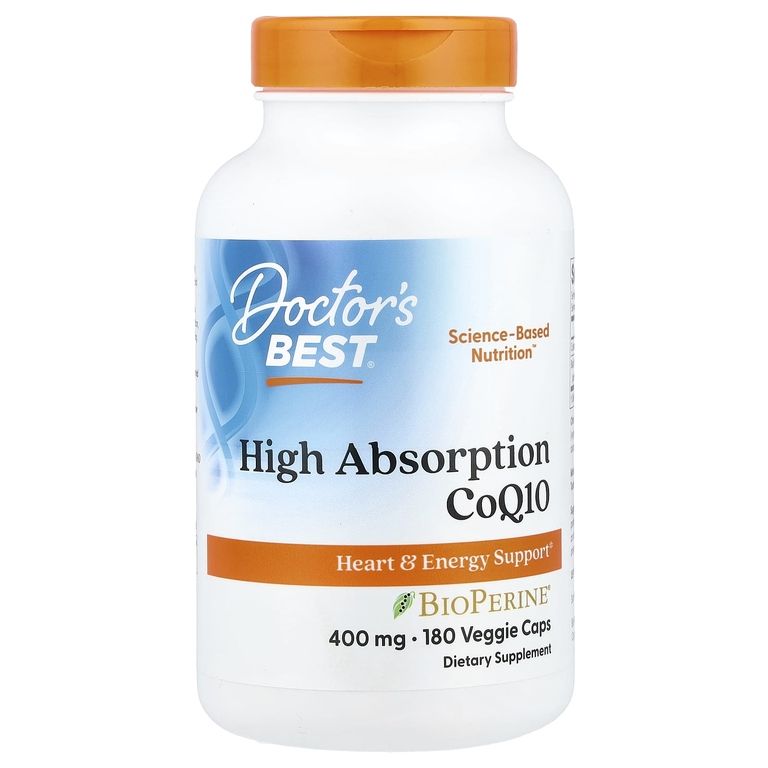 Doctor's Best, легкоусвояемый коэнзим Q10 с черным перцем, High Absorption CoQ10, 400 мг, 180 вегетарианских капсул