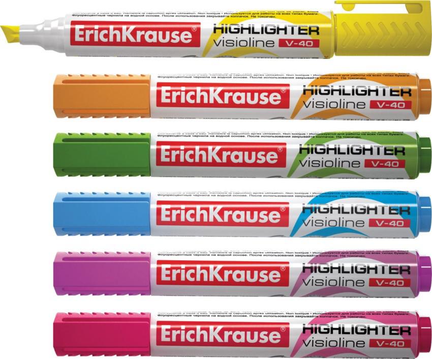 ErichKrause Текстмаркер "Visioline V-40", 0,56-4 мм, желтый