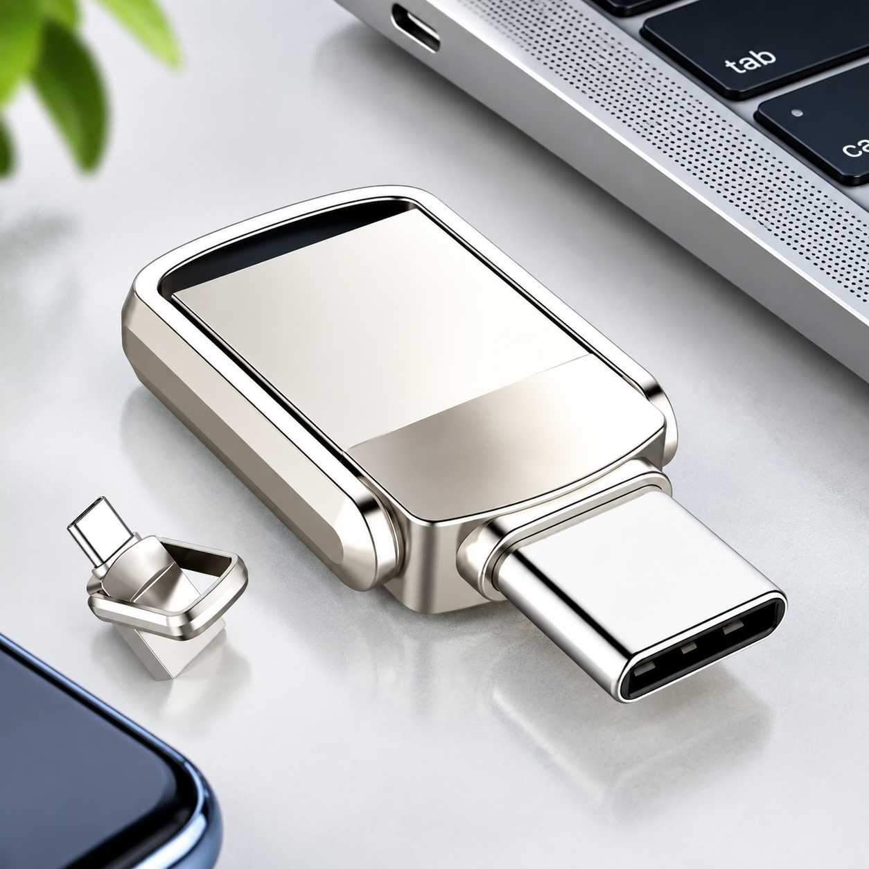 USB-накопитель Type-C 2ТБ, OTG (Цвет товара: серебристый)