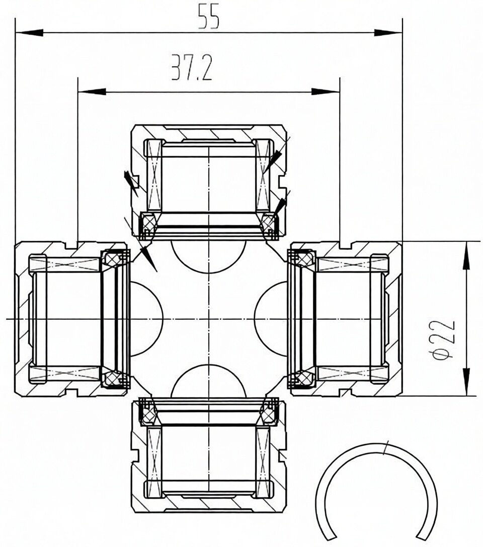 Крестовина для а, м Mitsubishi Delica 94- 22x37.2x55 CC 406 Trialli арт. CC406
