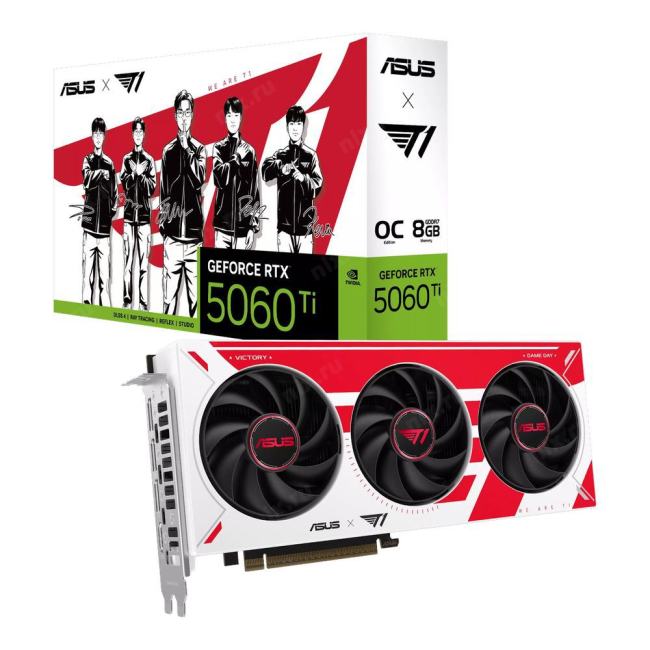 90YV0NT4-M0NA00 Видеокарта ASUS RTX5060Ti T1 OC 8GB GDDR7 128bit 3xDP HDMI 3FAN RTL (T1-RTX5060TI-O8G-GAMING)