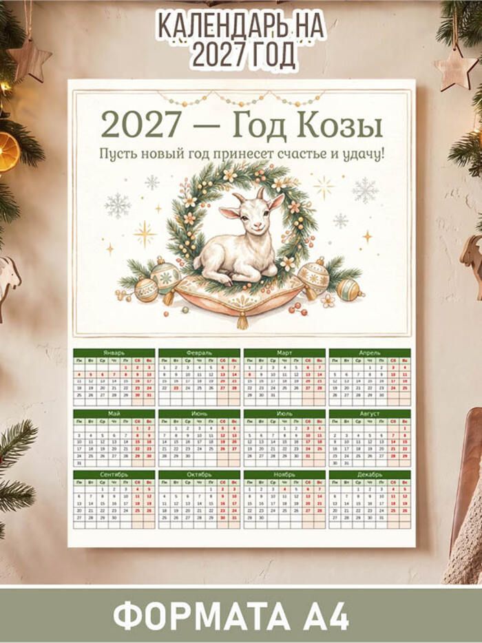 Настенный календарь на 2027 год формата А4