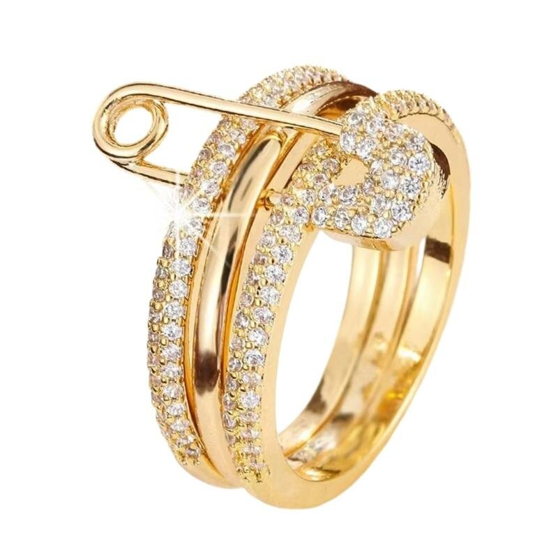 Кольцо-капель из меди с цирконием, Золото - 1