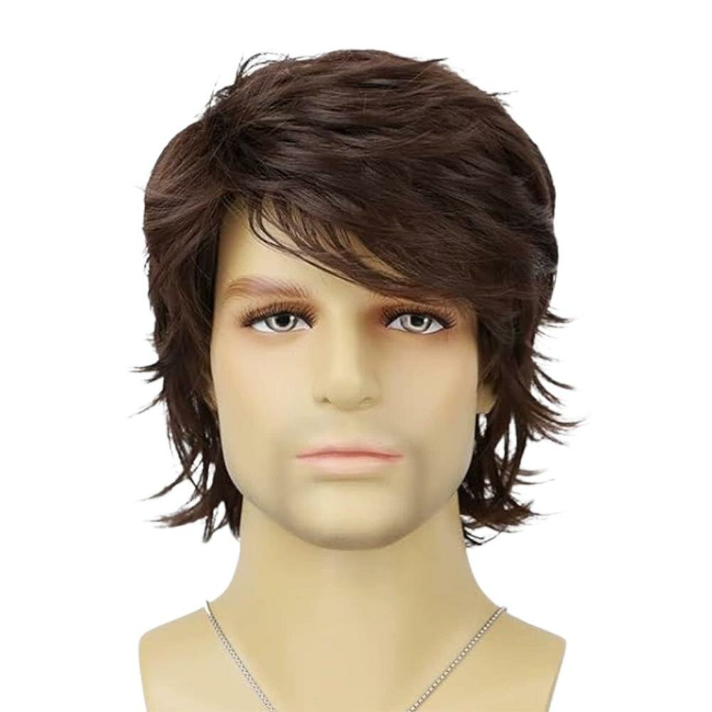 Парик мужской натуральный, Парики мужской короткие кудрявые волосы
