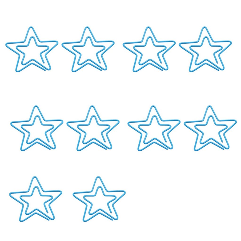 1 коробка из 10 скрепок с пятиконечной звездой, закладка креативных симпатичных офисных цветных скрепок-синие скрепки с пятиконечной звездой