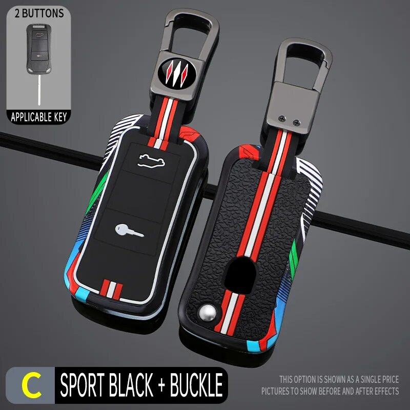Металлический чехол для ключа в гоночном стиле для Porsche Cayenne GTS 2004-2010, 2bt-black-ring