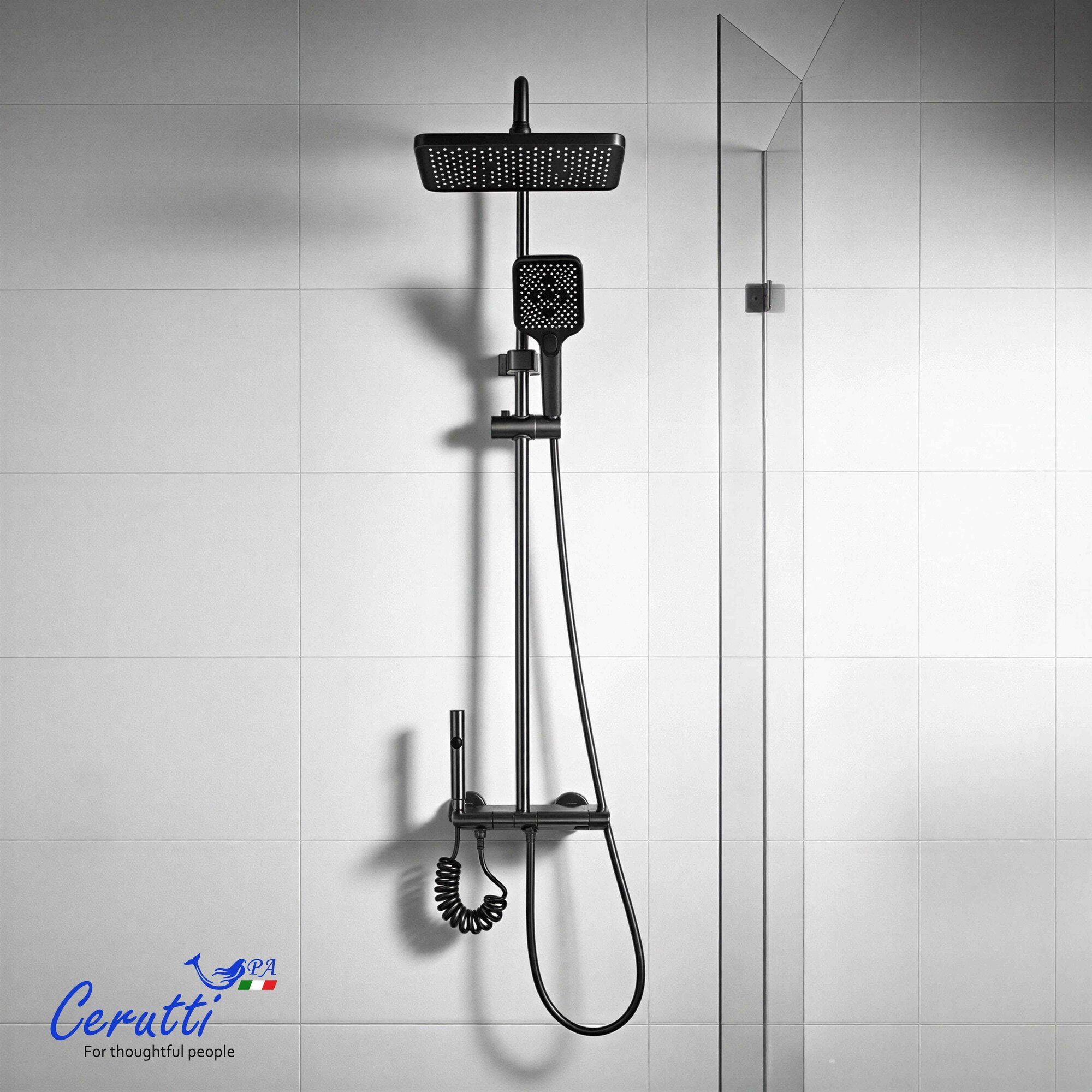 Душевая стойка (комплект) Ceruttispa SALVI, авиационный алюминий, графит