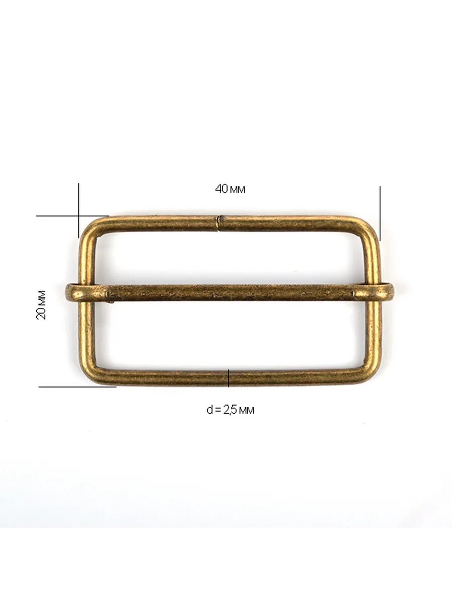 Шлевка металлическая 40х20х2,5мм ан. бронза уп. 500шт