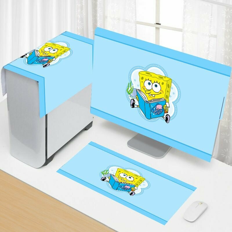 Милый мультяшный компьютерный пылезащитный чехол для стола, простой универсальный защитный чехол для ЖК-монитора, основного блока и клавиатуры
