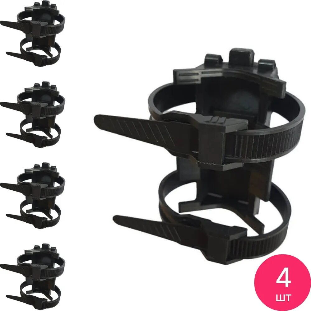 Дистанционный фиксатор тэсла BIC 15-50 для проводов СИП, пластиковый, черный, диаметр пучка 10-45мм / крепеж (комплект из 4 шт)