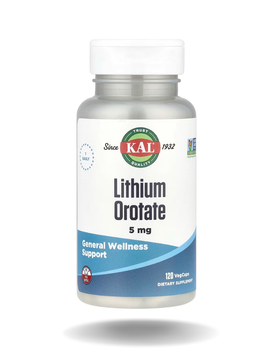 KAL, Оротат лития Lithium Orotate, 5 мг, 120 капсул