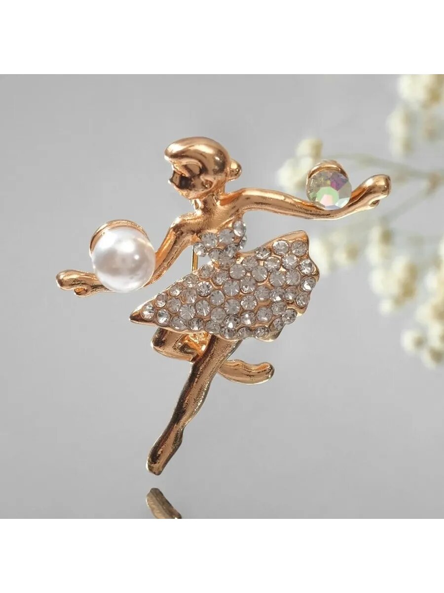 Брошь, пластик, стразы