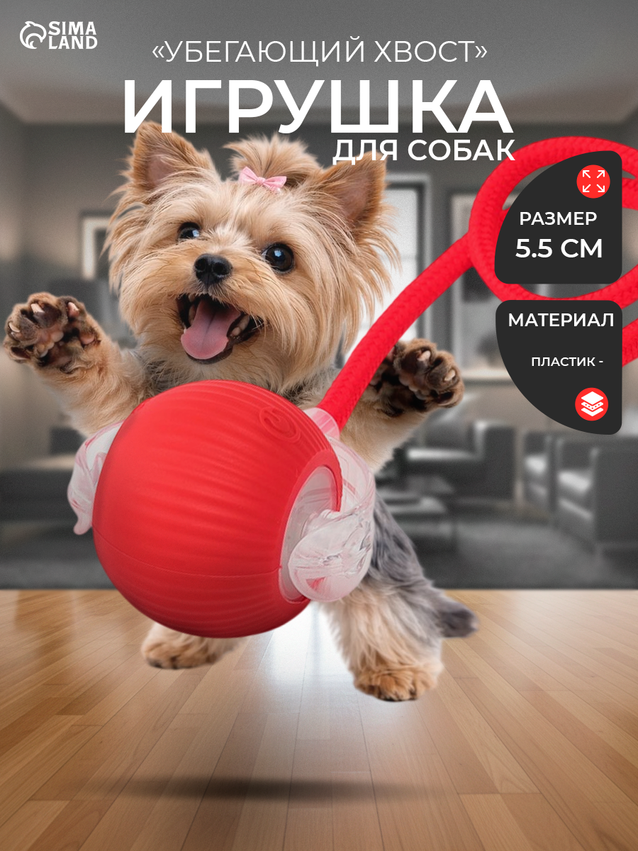 Интерактивная игрушка Сима-Ленд «Убегающий хвост», для кошек и собак, красная