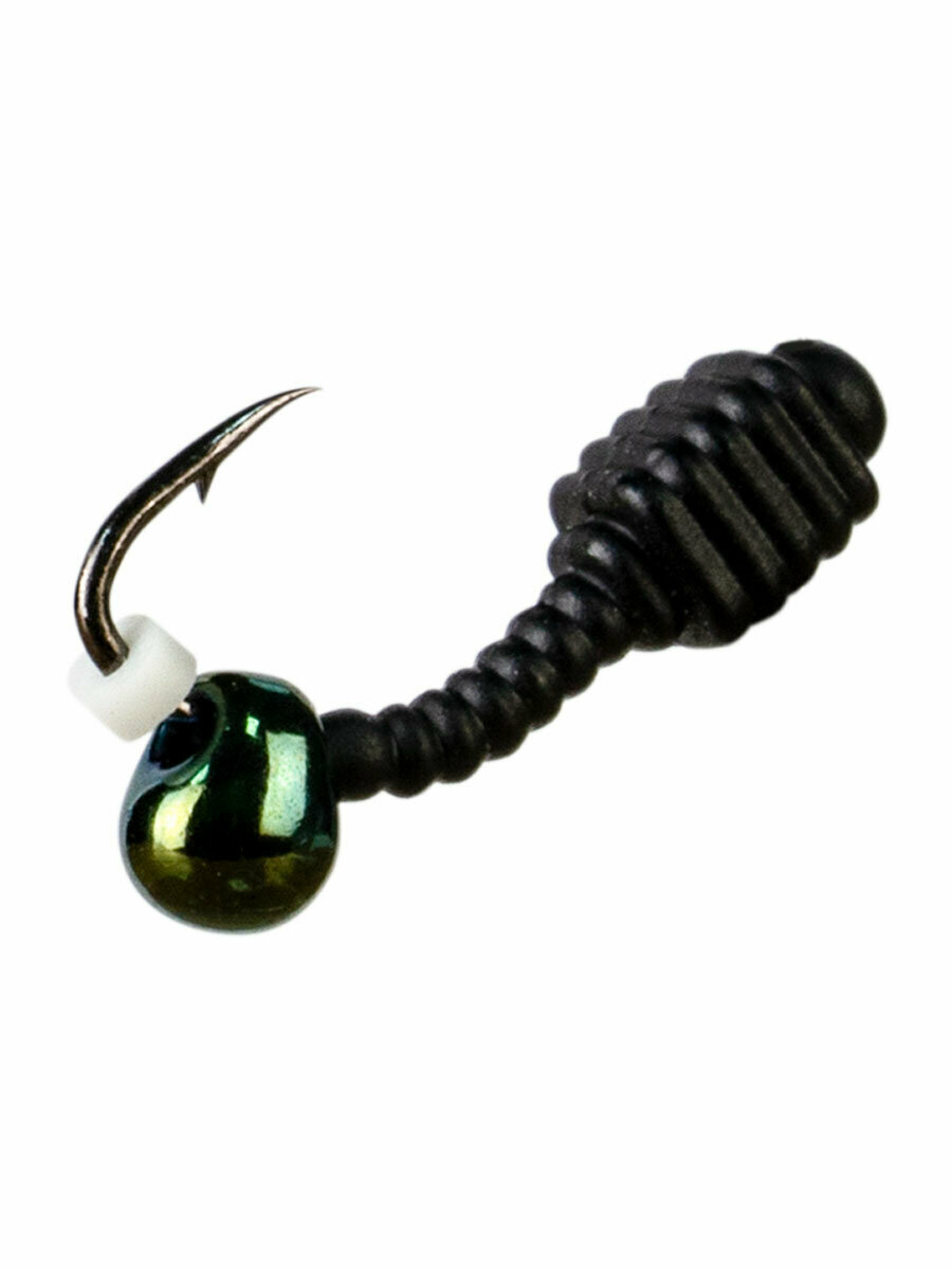 Мормышка безнасадочная (безмотылка) для летней и зимней рыбалки Личинка Куб "Левша-НН", 0,53 г, Drops бензин, крючок №6, чёрный / 3 шт.