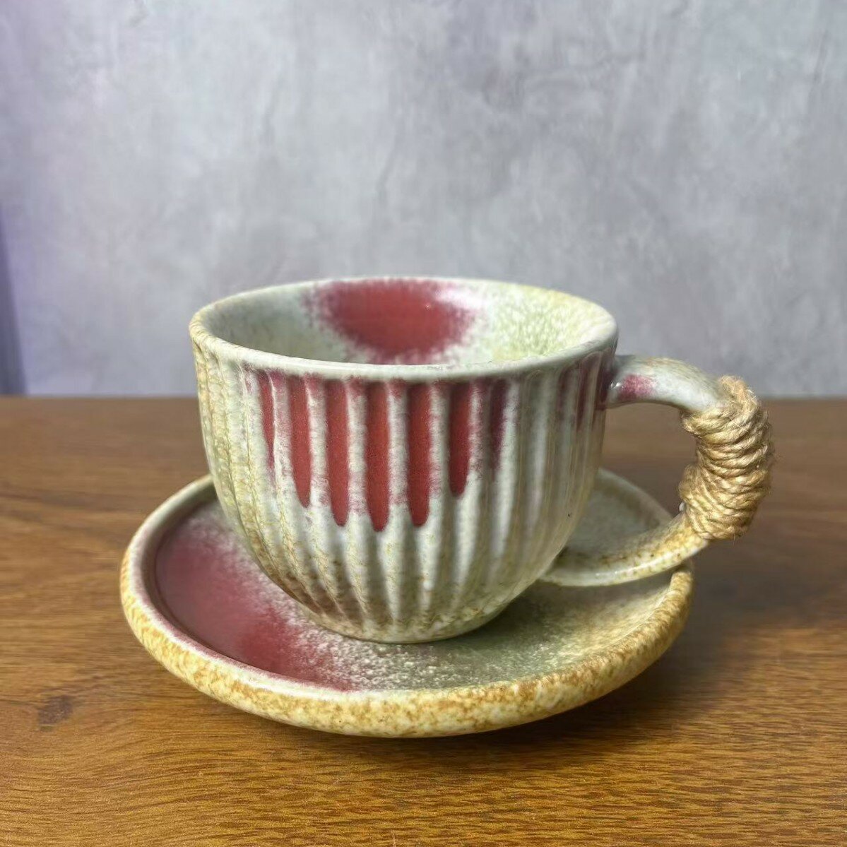 Набор кофейных чашек с блюдцами в японском деревенском стиле, винтажная чашка для завтрака, изготовленная в печи, высококачественная чашка для воды в стиле легкой роскоши, кружка.