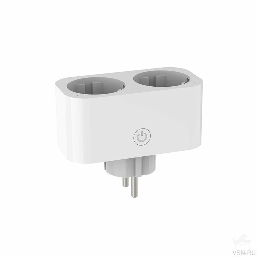 Розетка-конвертер умная Tuya WiFi 16A с дистанционным и голосовым управлением, таймером, двойной европейской розеткой, совместима с приложениями Smart Life и Google Home, белого цвета