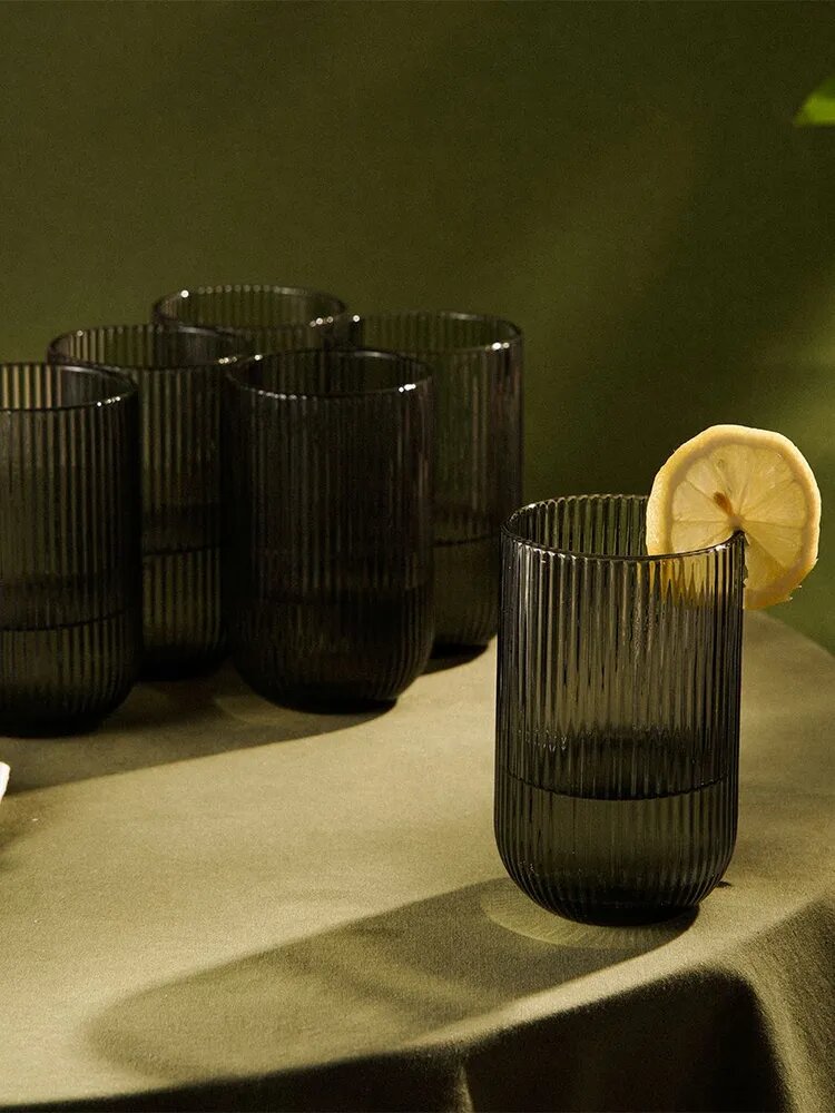 Стаканы стеклянные 6 шт, SL Home «Модерн», 400 мл, 8×13 см, цвет графитовый