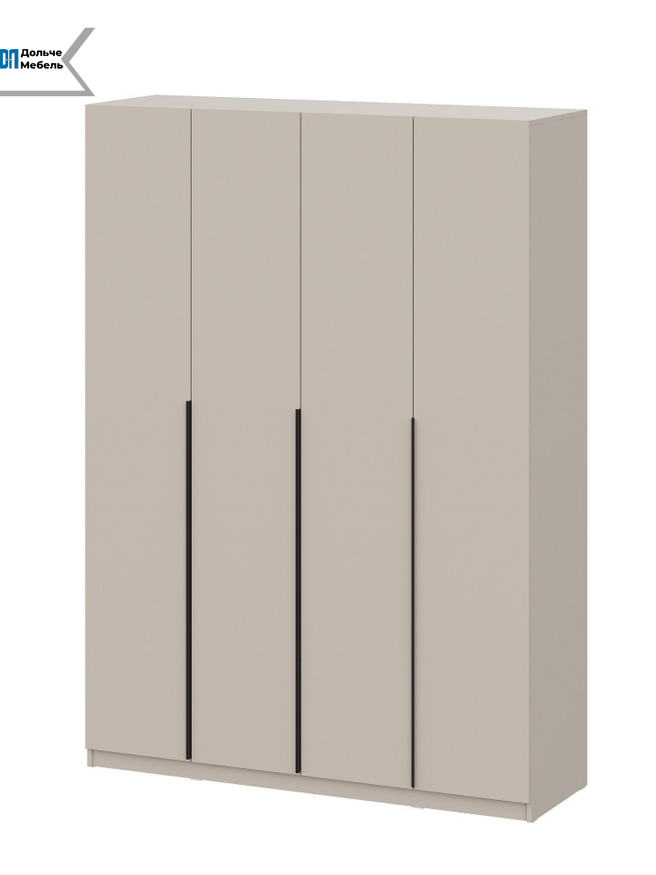 Шкаф распашной 160 см ШК 5 с наполнением (13 полок), для одежды 4-дверный в прихожую и спальню, меланж бежевый