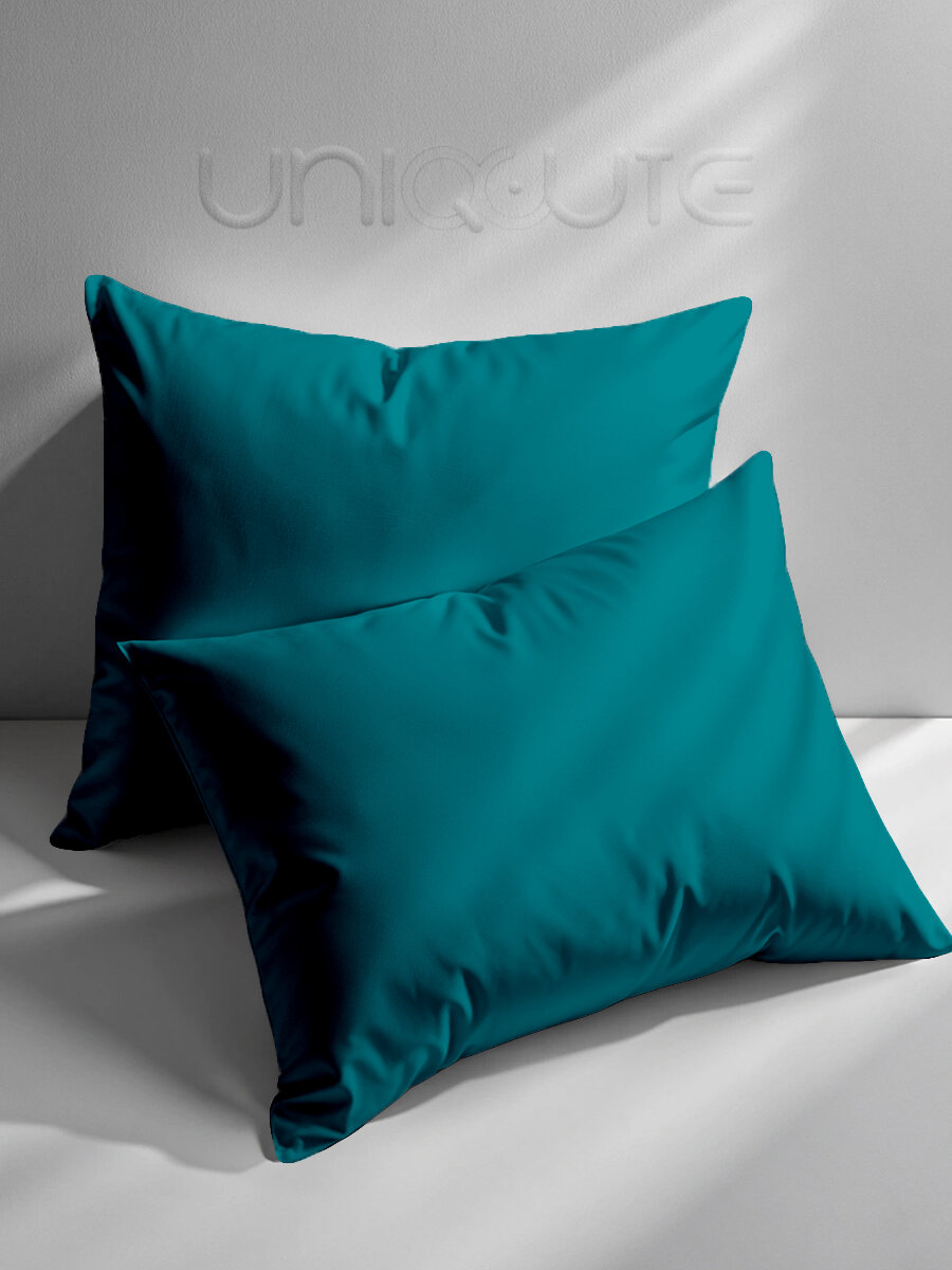 Комплект наволочек Uniqcute 50х70 см, 2 шт, Поплин, хлопок 100%, Темно-бирюзовый