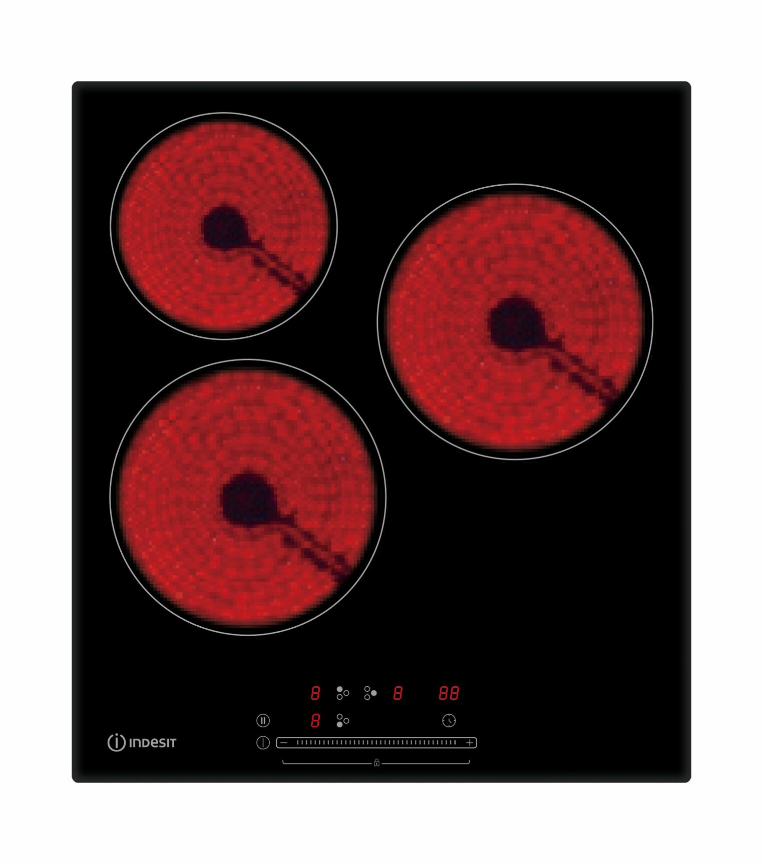 Встраиваемая электрическая варочная панель Indesit IRC 345, черная, 45 см, цифровой дисплей, защита от перелива