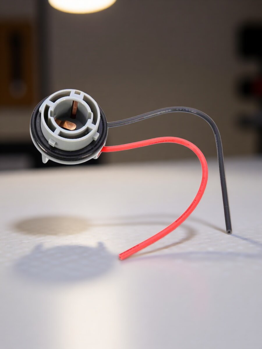 Патрон под лампу P21W (1156 одноконтактный) с проводами-(1 шт)