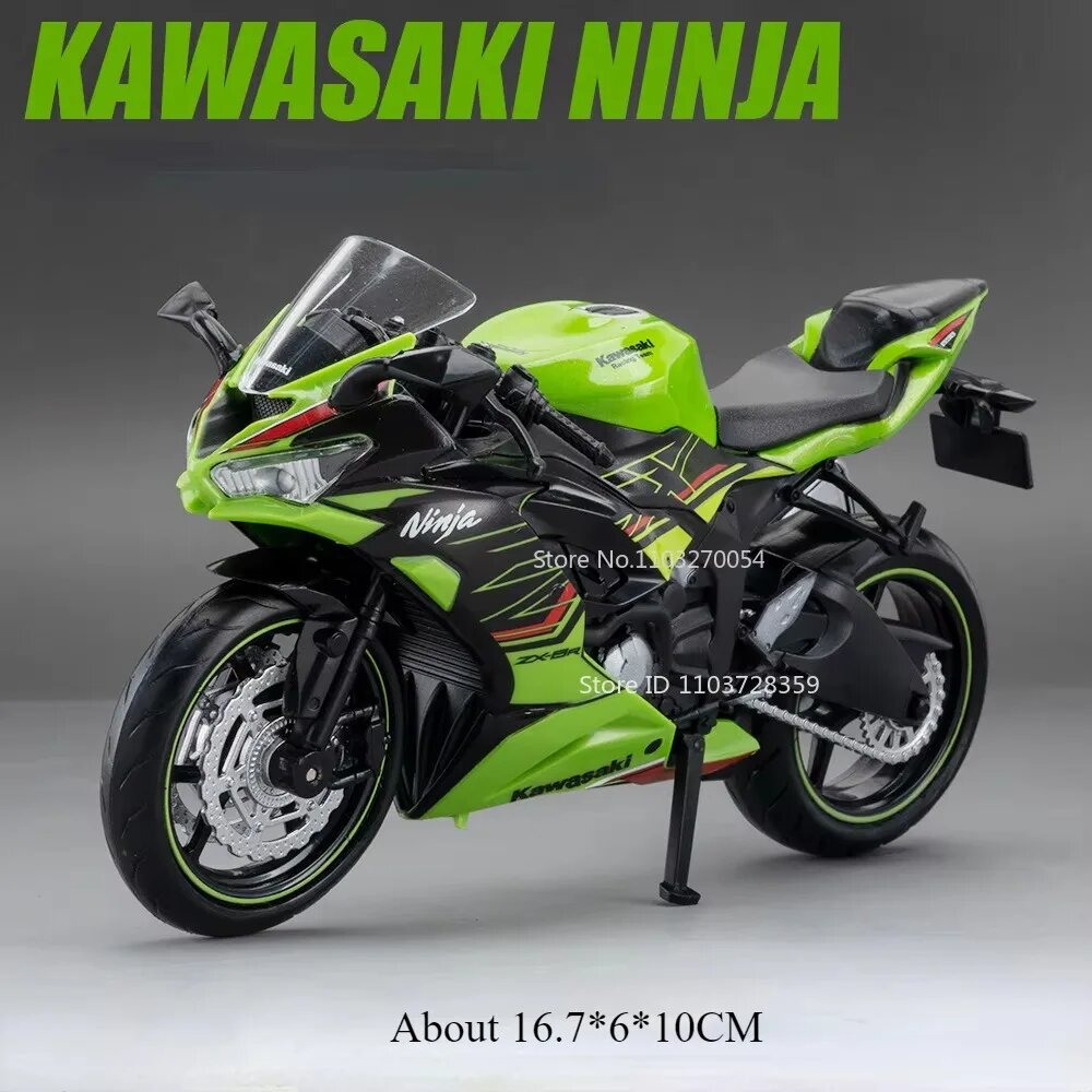 Масштабная Модель Мотоцикла Kawasaki Ninja ZX-6R 400 (1:12) С Металлическим Корпусом