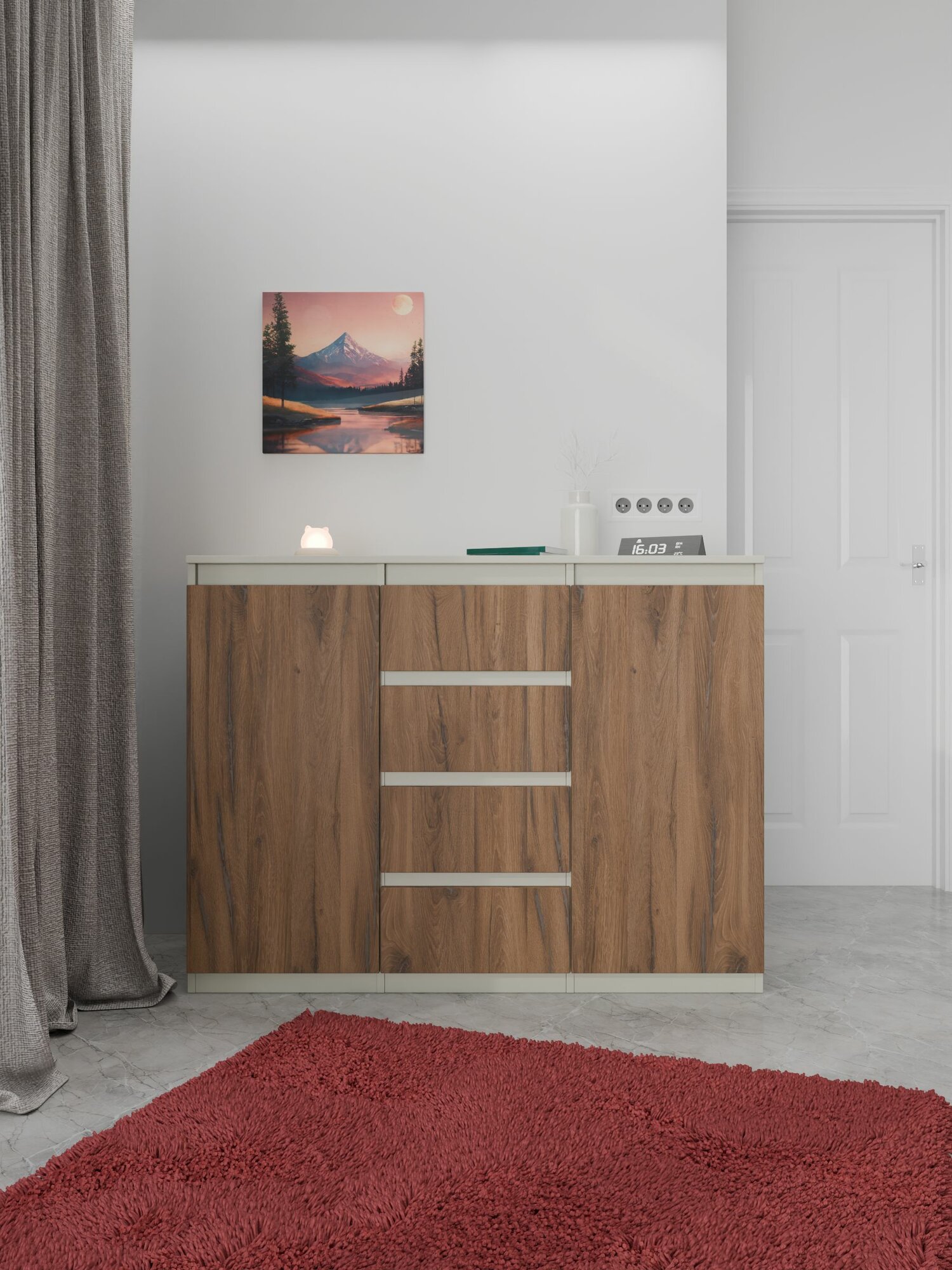 Комод для белья и одежды тоскана, 120х91х50.4 см, бежевый - дуб крафт табачный