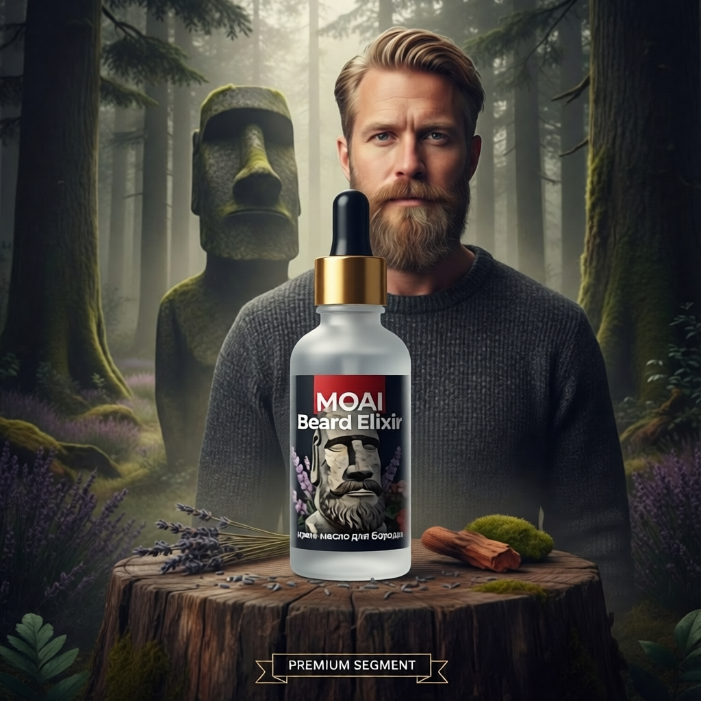 Масло крем, сухое легкое для бороды и усов MOAI Фужерное дерево